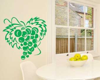 Wall Decals Wine Glass with Grapes Decal Vinyl by VinylDecals2U