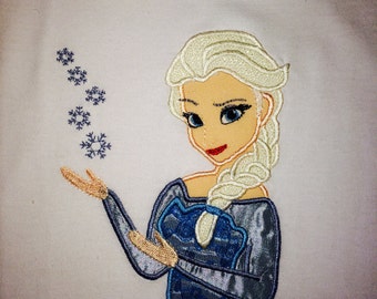 Elsa Embroidery Appliqué with Custom Name