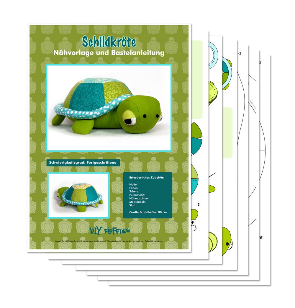 Turtle pattern sewing Tortoise plush PDF
