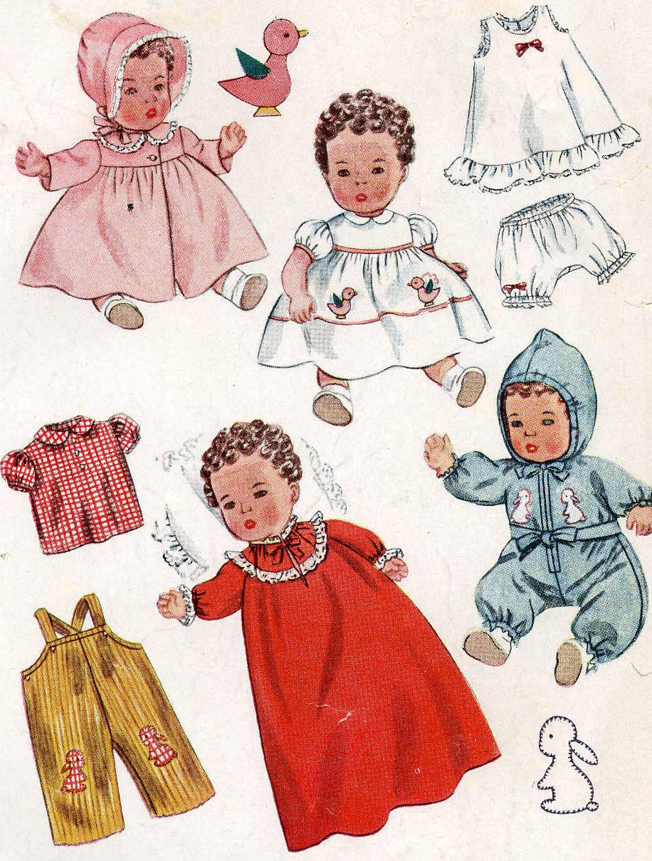 Vintage Doll Clothes PATTERN 3406 for 14 inch Betsy Wetsy Tiny