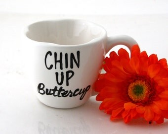 Chin Up Buttercup teacup in white with flower shaped interior, great ...