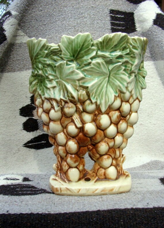 USA McCoy Grape Vase Art Pottery Planter 9 in by BestofbothWorlds