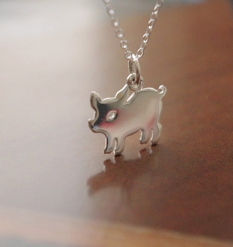Pig Silhouette Necklace Children Jewelry Valentines Day