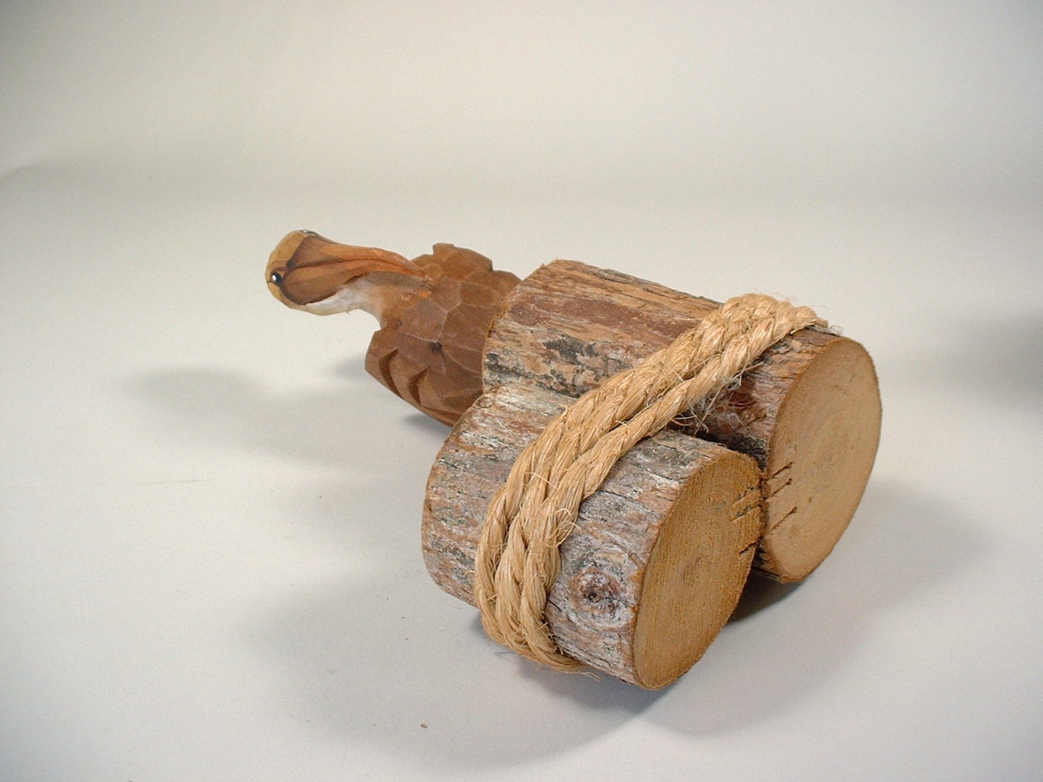 Vintage Pelican Figurine Carved Wood Pelican on Piling Folk