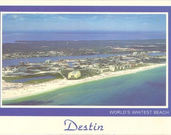 Vintage Florida Postcard - Destin - Aerial View Looking East from Gulf ...