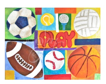 Popular items for sports themed art on Etsy