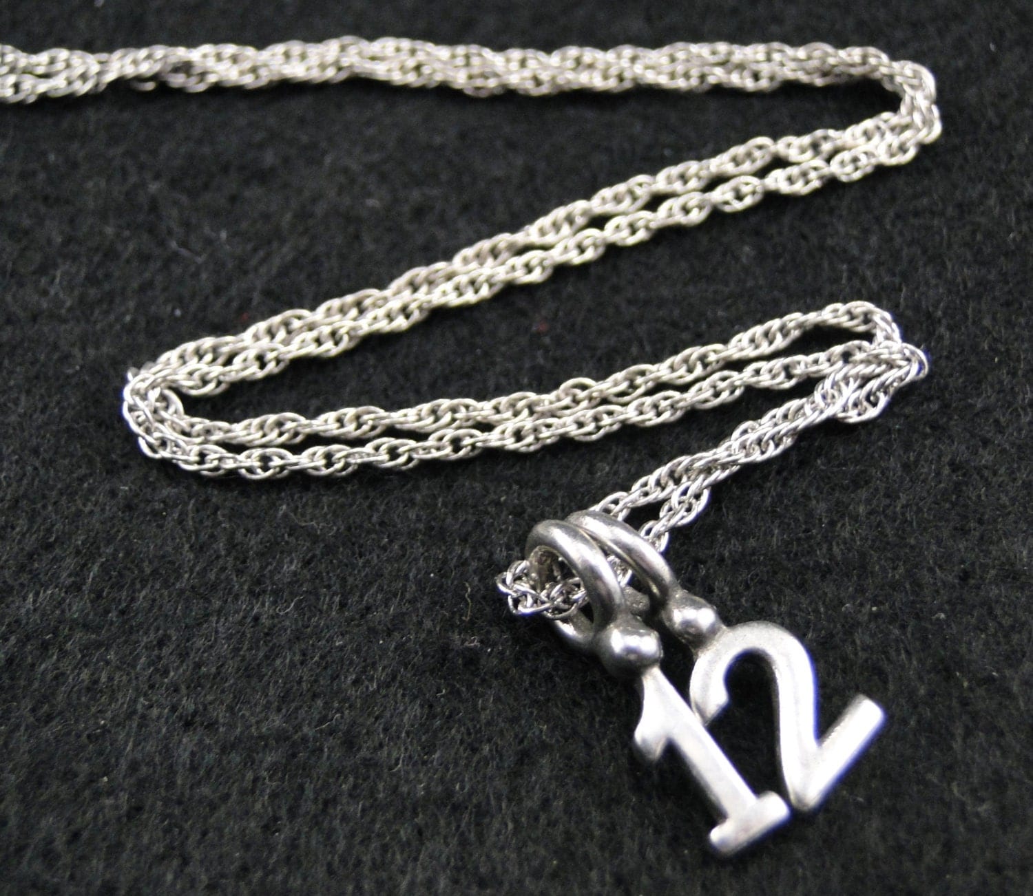 Jersey Number Necklace Silver Plated Charm on 18 inch silver