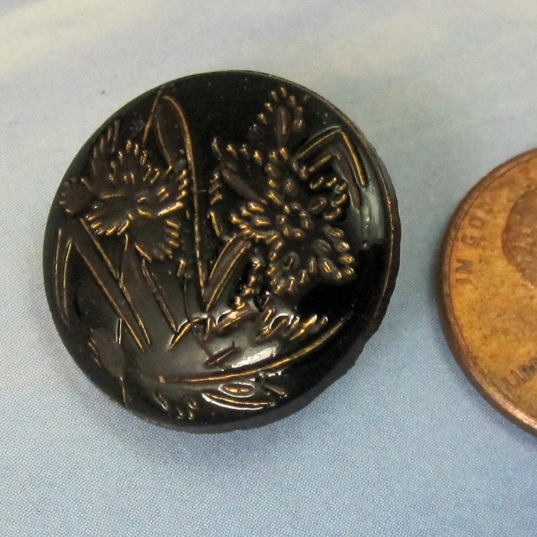 Antique Button Glass Button Victorian Button Vintage Black