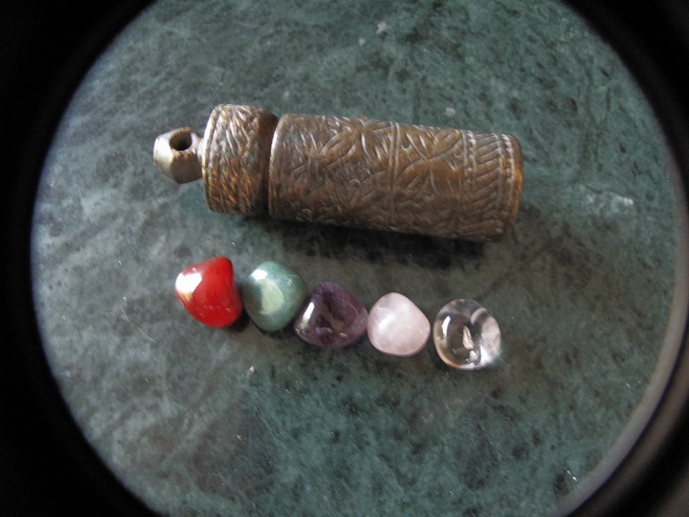 Antique Brass Musket Powder Box with Gemstones and Afghan Tassel ...