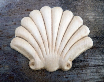Birch Wood Applique Clam Shell