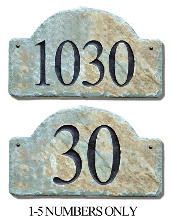 Stone Address Marker Plaque/ Lawn Stake / CARVED by TMichaelStudio