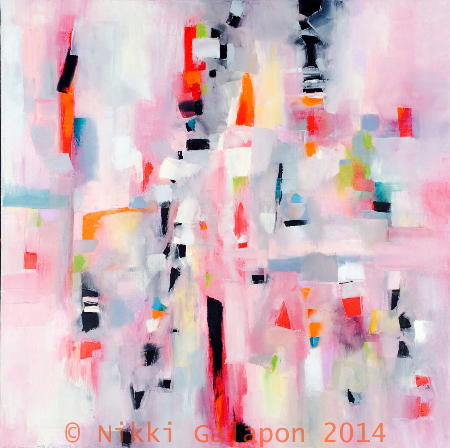 Relax: original Abstract Expressionist Modern Art colorful oil