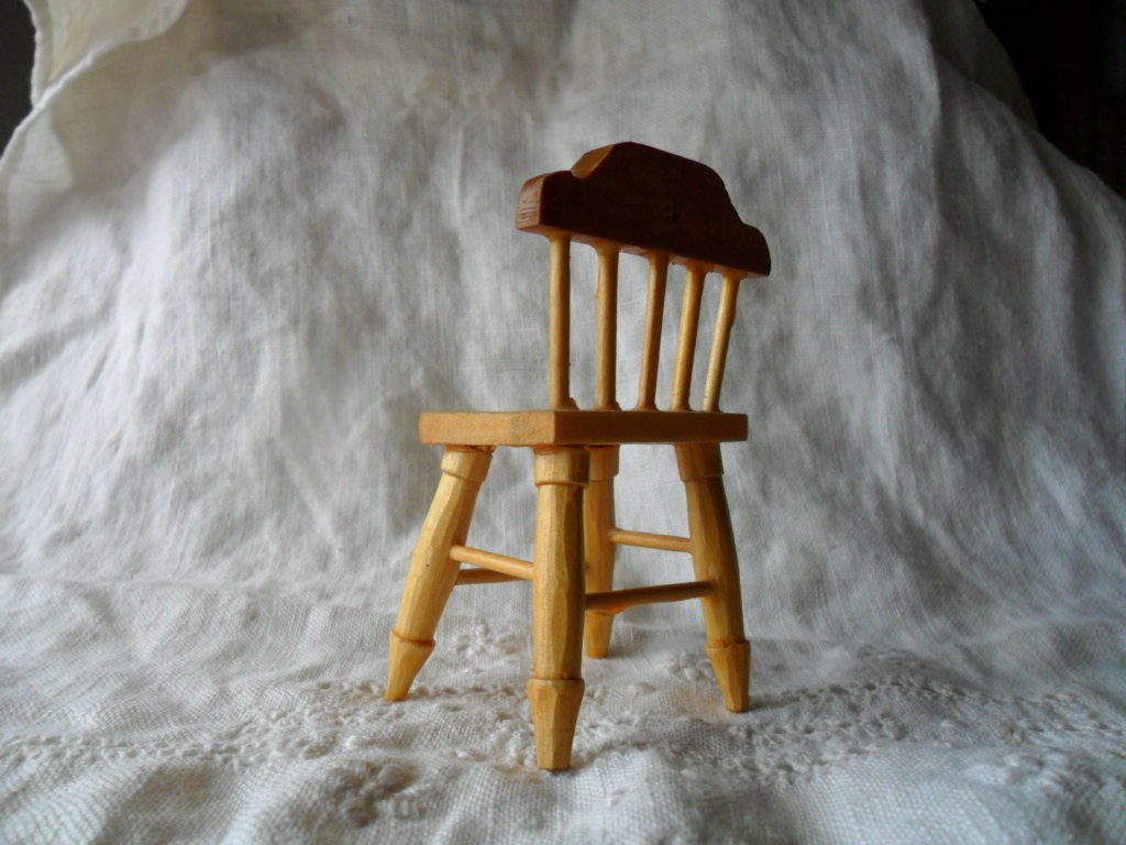 miniature chair . handmade wooden doll house chair . vintage miniatures ...
