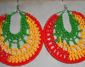 Items similar to Multi-Color Rasta Handmade Crochet Hoop Earrings - 4 ...