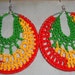 Multi-Color Rasta Handmade Crochet Hoop Earrings 4 Different