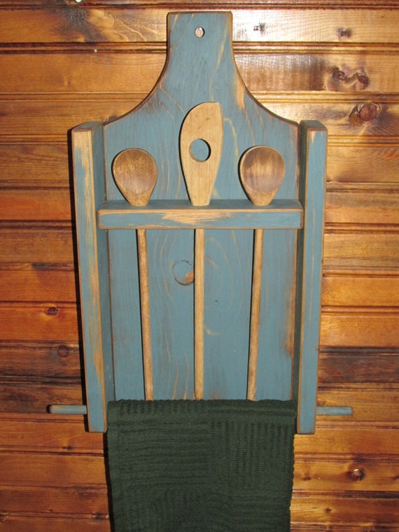 Items similar to Primitive Farmhouse Wooden Spoon Holder on Etsy