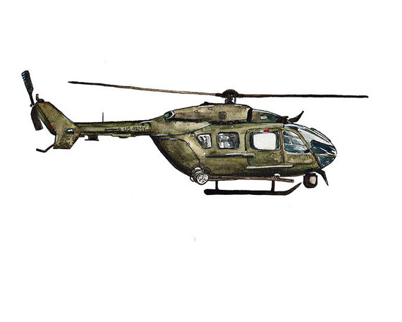 UH-72 Lakota US Army Aviation watercolor print 8x10