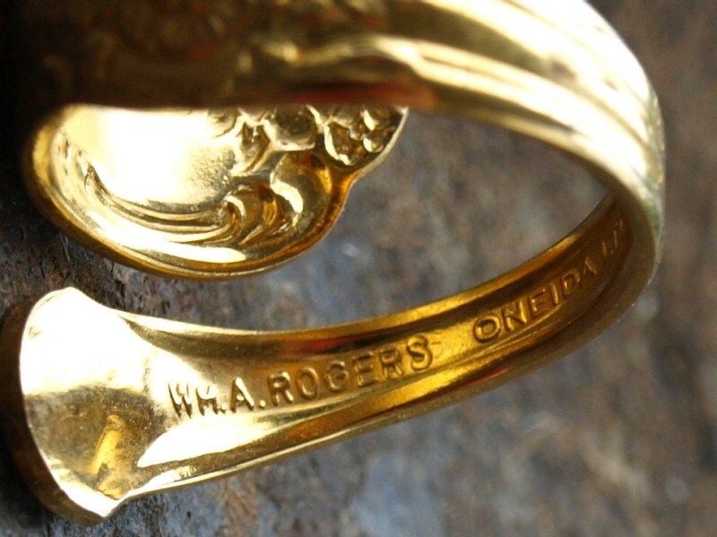 Vintage Gold Spoon Ring Gold Plate Wm A Rogers Oneida Ltd
