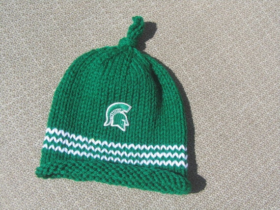Items similar to MICHIGAN STATE Hand Knit Baby Hat - MSU Spartans Baby ...