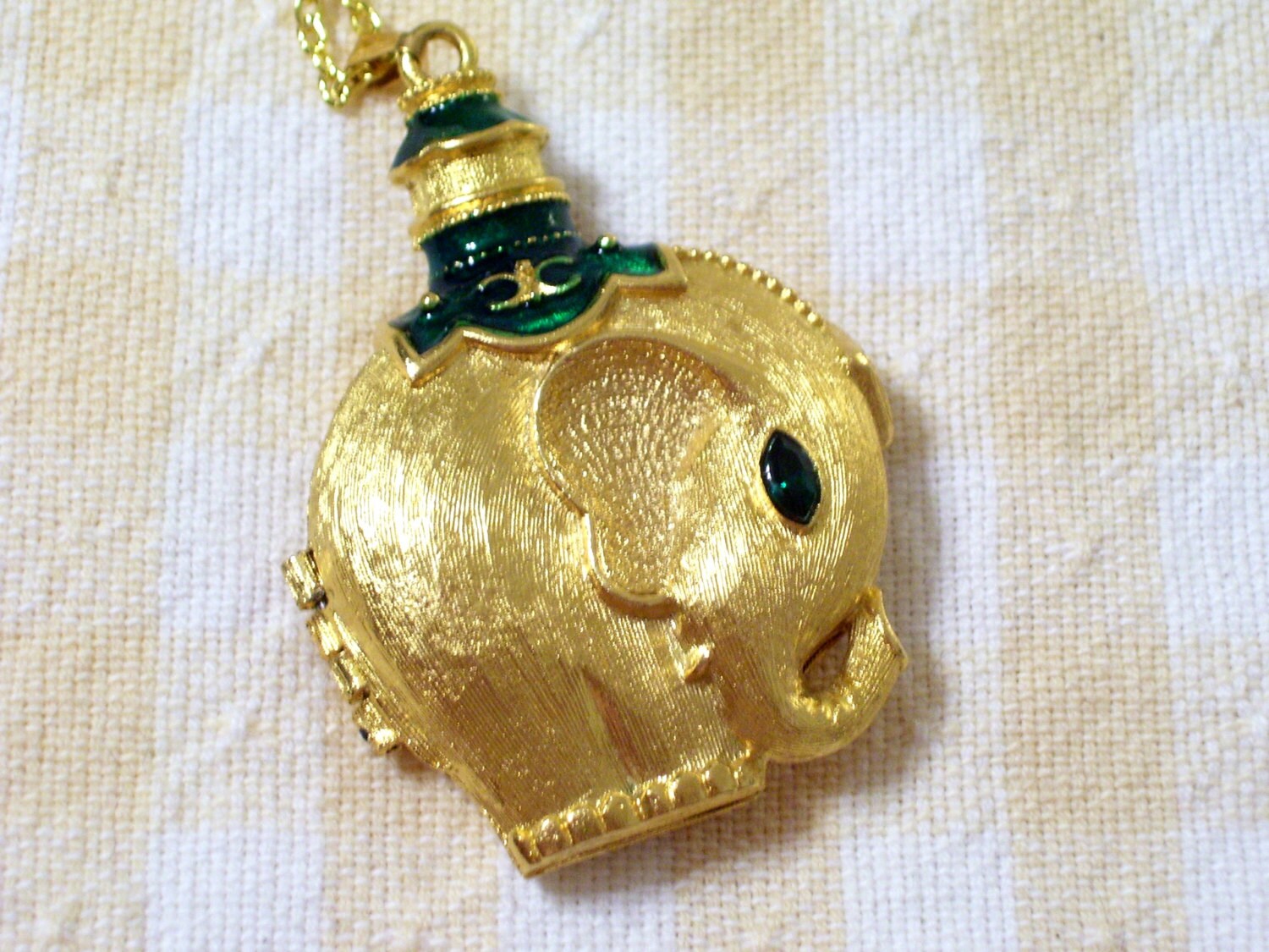 Elephant Locket, Elephant Perfume Pendant, Vintage Gold Plated Rajah’s ...