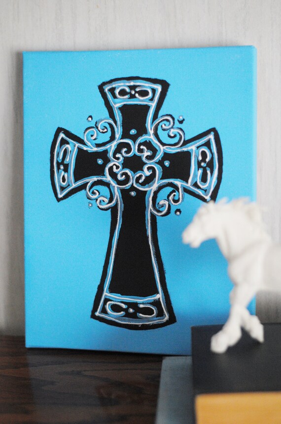 Items similar to Painted Cross Canvas Art - 8" x 10" on Etsy