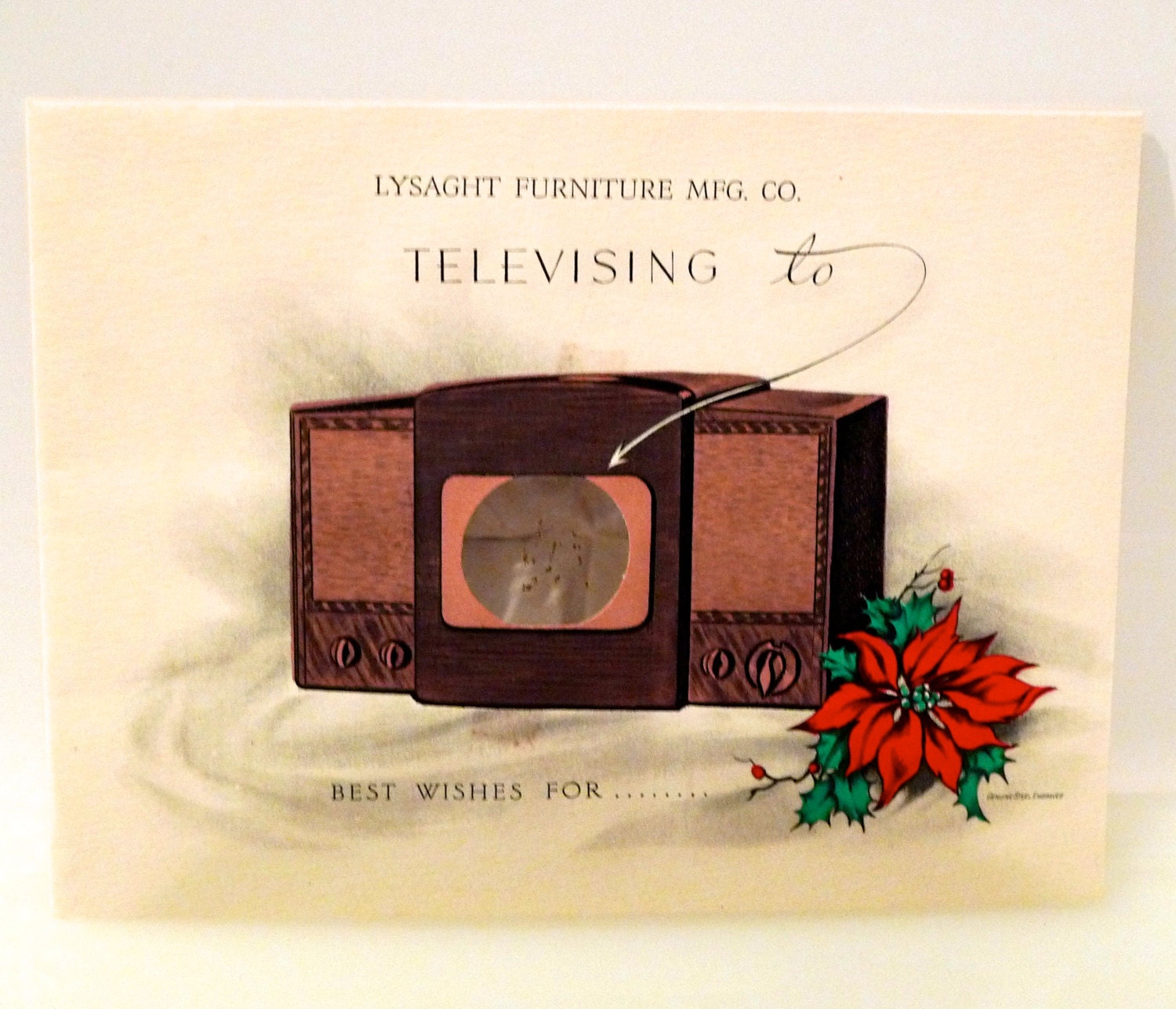 TV set Christmas Card Vintage Television with Mirror Greeting Card ...