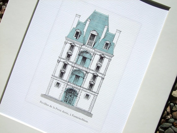 Antique Architectural Illustration of French by paperwords11