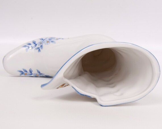 Vintage Brinns Porcelain Shoe Boot Figurine Hand Painted White