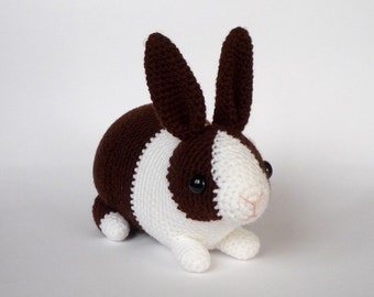 Dutch rabbit crocheted toy - chocolate/white