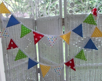 Fabric Banner Primary Colors in Polka Dots Birthday Photo