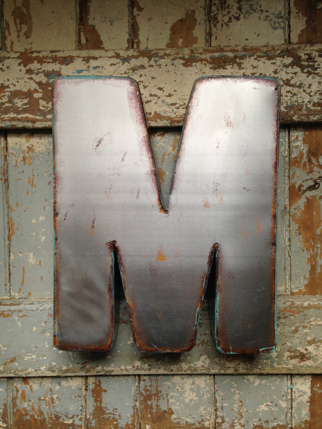 Industrial Metal Large Letter M by TheVintageBeach on Etsy