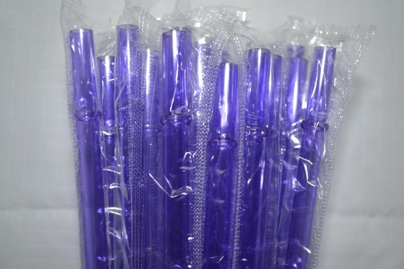 Reusable 9 Inch Purple Straws with Rings BPA Free