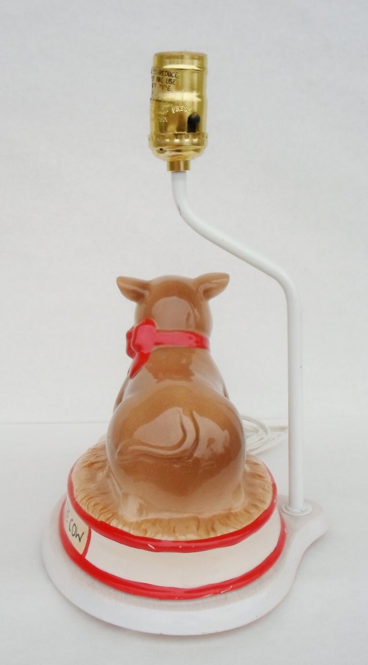 Vintage 1992 Ceramic Cassie The Cow Lamp by alsredesignvintage