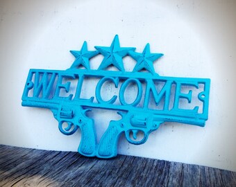 Items similar to Pistol Welcome Sign, Wooden Guns on Etsy