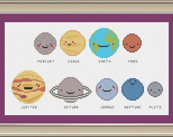 Planets cross stitch | Etsy