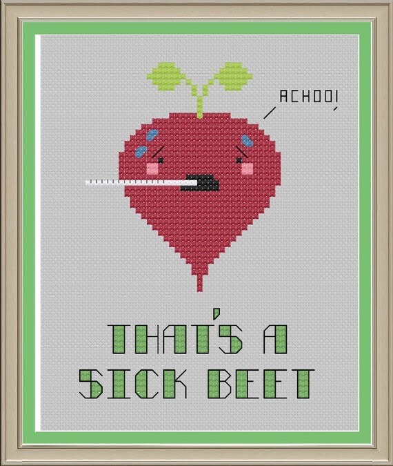 That's a sick beet: funny cross-stitch pattern