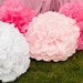 8 Large Pom Poms Hot Pink Pink and White Tissue Pom Poms