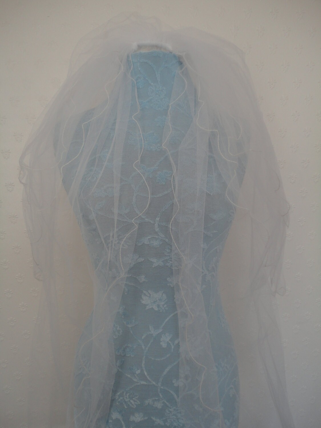 Vintage White “Melles” Bouffant Three Layer Veil 20″, 27″ & 107 ...