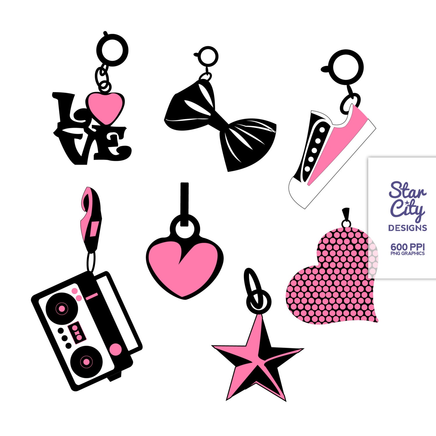 Charm Clipart Jewelry clip art vector art Heart by StarCityDesigns