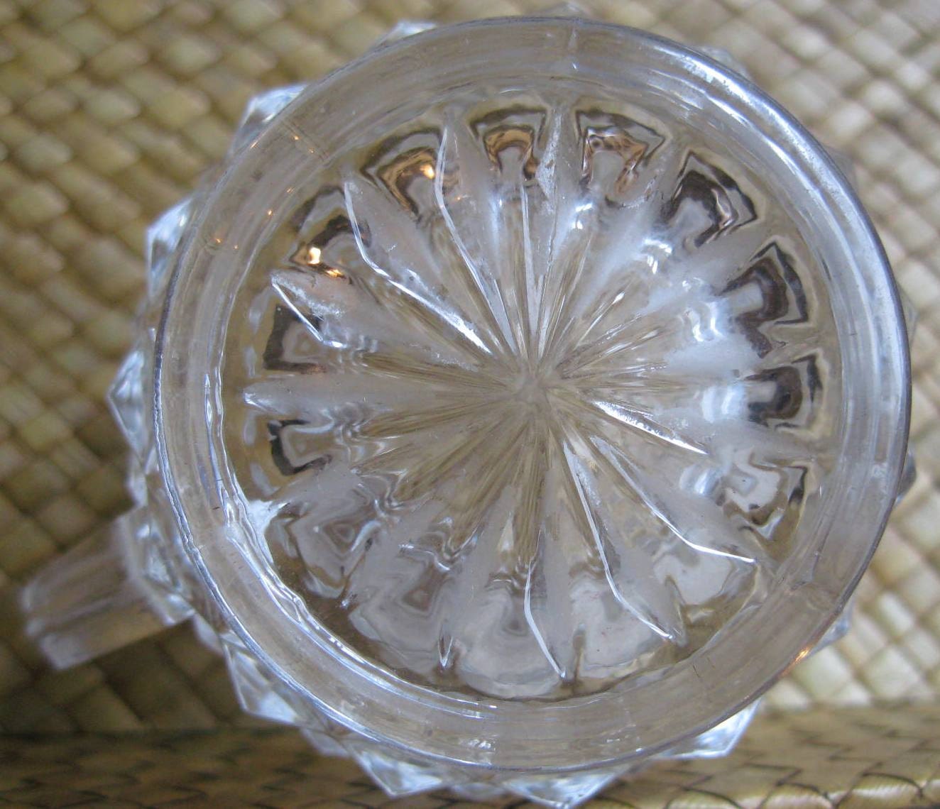 Vintage Fostoria Depression Glass Cubist Pattern Creamer