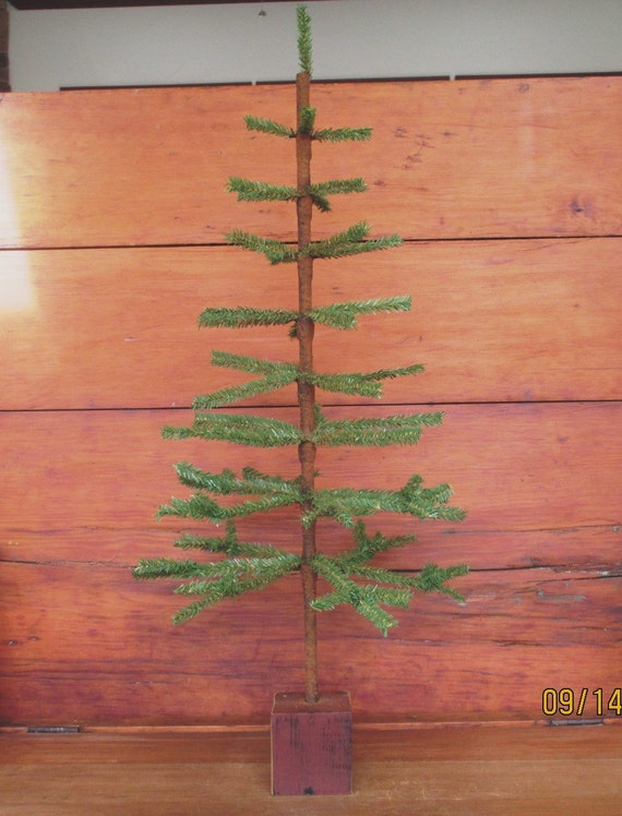 Primitive Christmas / Winter Faux Feather Tree Nearly 3 Feet