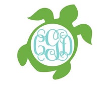 5" Turtle Monogram Decal Vinyl Car Sticker