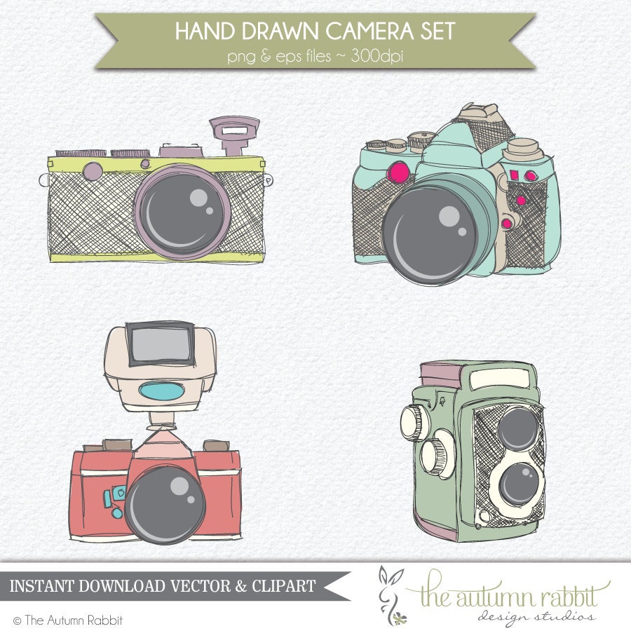 Hand drawn Camera Clipart Vector Files High by TheAutumnRabbit