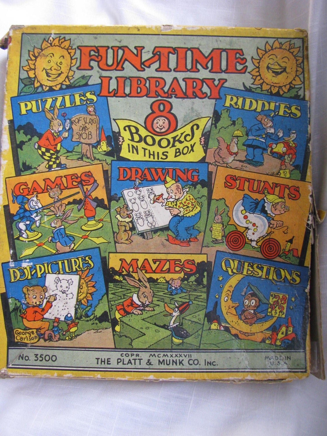 COMPLETE 1937 Fun-Time Library 8 Book Set Kids Book With
