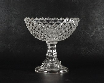 New England Flint Glass Mitered Diamond 8" Compote, Antique EAPG, c ...
