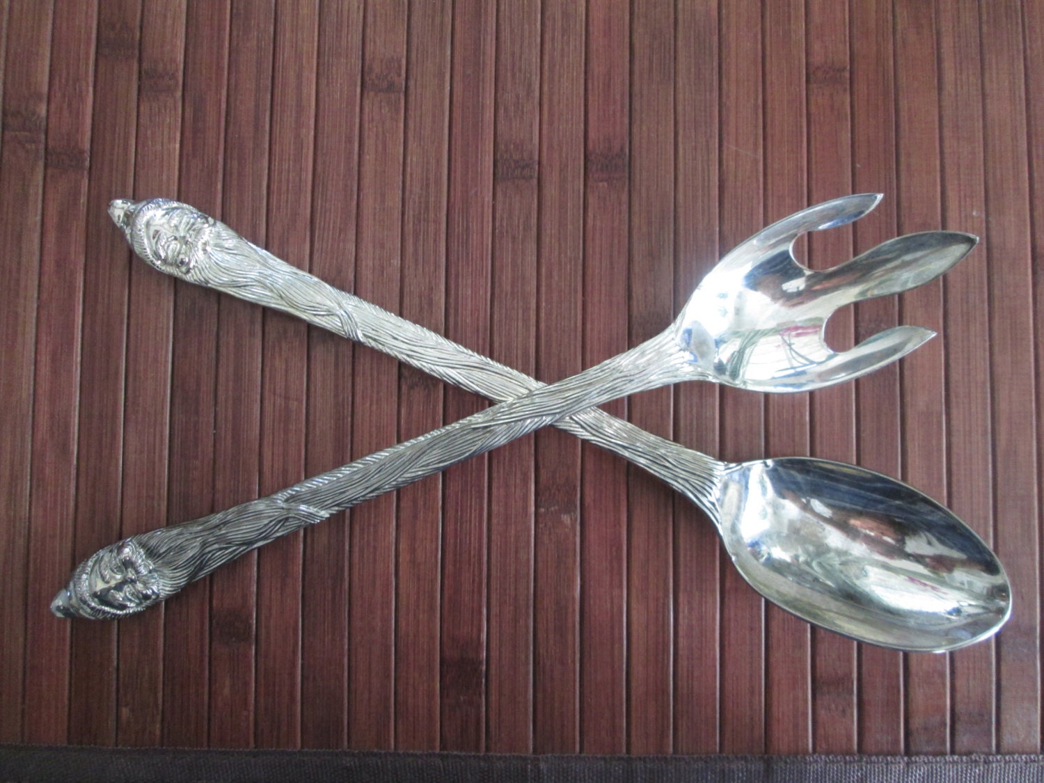 Vintage Santa Serving Fork and Spoon silver plated, 13″ long x 2 1/4 ...