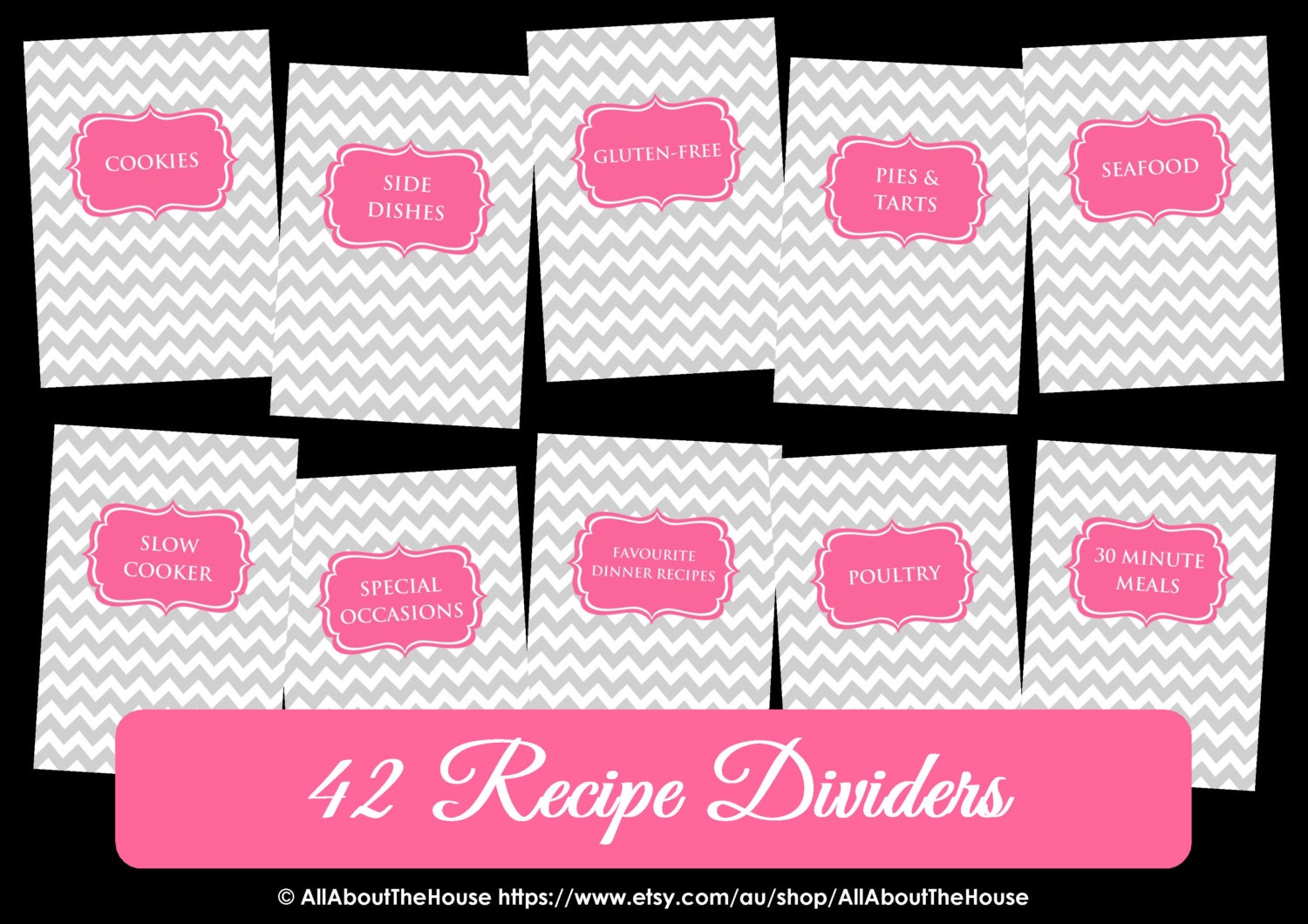 EDITABLE Recipe Binder Printable Aqua black Recipe Sheet