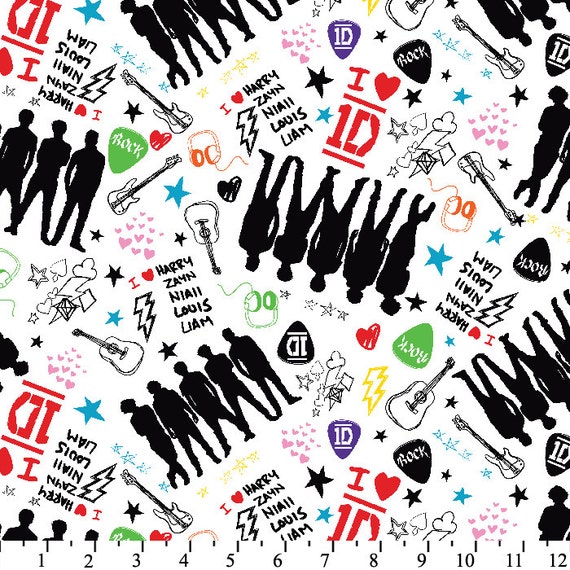 One Direction Fabric White 1 yard