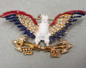 Bi-Centennial Patriotic Rhinestone Eagle Pin 1976