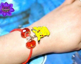 Pikachu inspired European Charm Bracelet, Pokemon Jewellery, Red ...